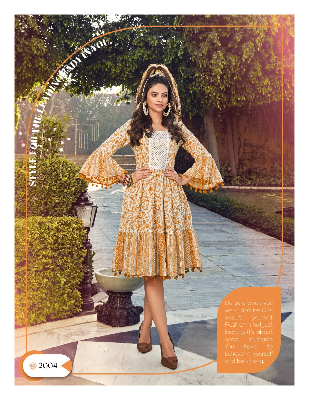 Turmeric Yellow & Cream Printed Dress with Cream Yoke – Deviee
